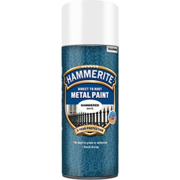 METALLFÄRG HAMMERITE HAMMERED SPRAY 400ML VIT | BAUHAUS
