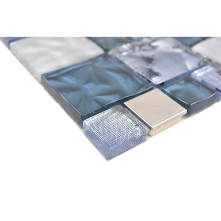 MOSAIK ROMAN GLAS/STEN MIX BLÅ/GRÅ PRIS PER ARK | BAUHAUS