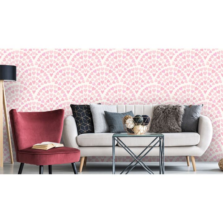 TAPET SCALLOP HEARTS ROSA | BAUHAUS