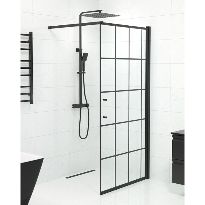 DUSCHVÄGG CAMARGUE SKÄRGÅRD SVART RAM 100CM | BAUHAUS