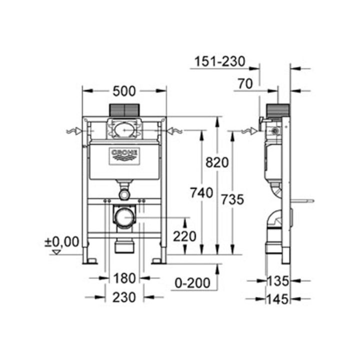 WC-FIXTUR GROHE RAPID 82CM | BAUHAUS