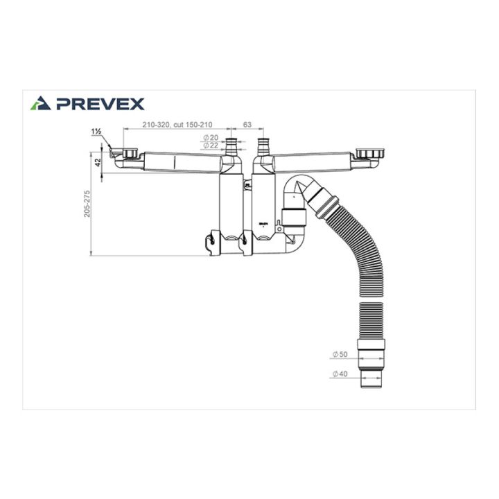 DISKBÄNKSVATTENLÅS PREVEX SMARTLOC 2-GREN | BAUHAUS