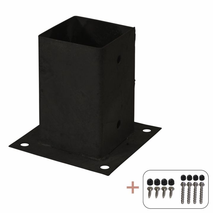 STOLPFOT PLUS CUBIC VARMGALVANISERAD 9X9MM SVART | BAUHAUS